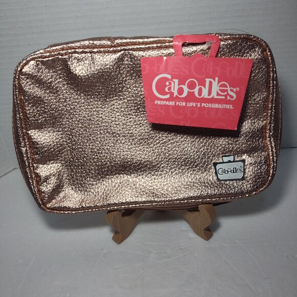 Bags | Caboodles Rose Gold Zippered Makeup Bag Vinyl And Nylon New With ...